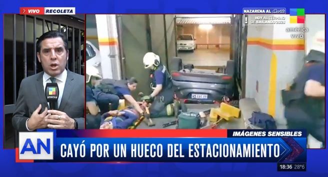 Susto en un estacionamiento de Palermo: un auto cayó en el hueco de un ...