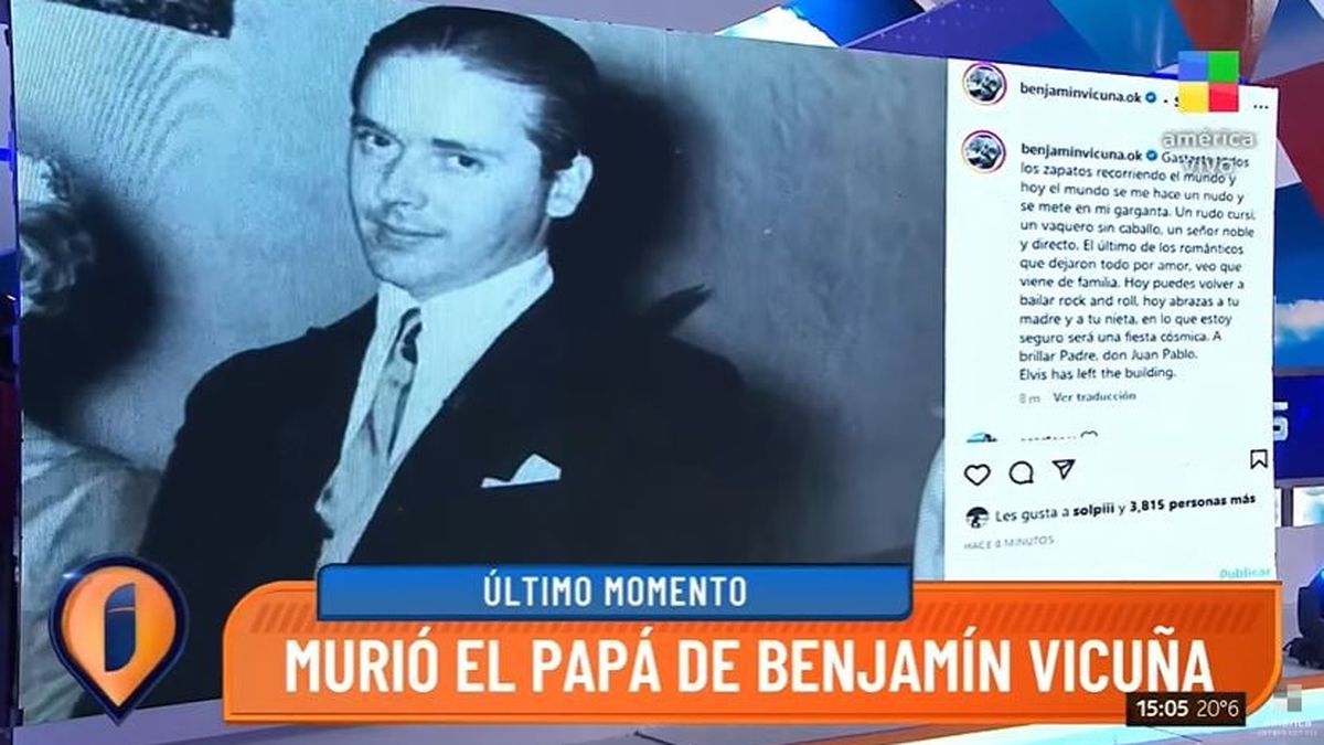 Falleció Juan Pablo, el padre de Benjamín Vicuña