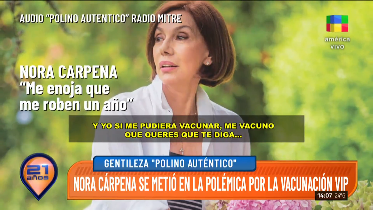 Nora Cárpena se metió en la polémica por la vacunación VIP